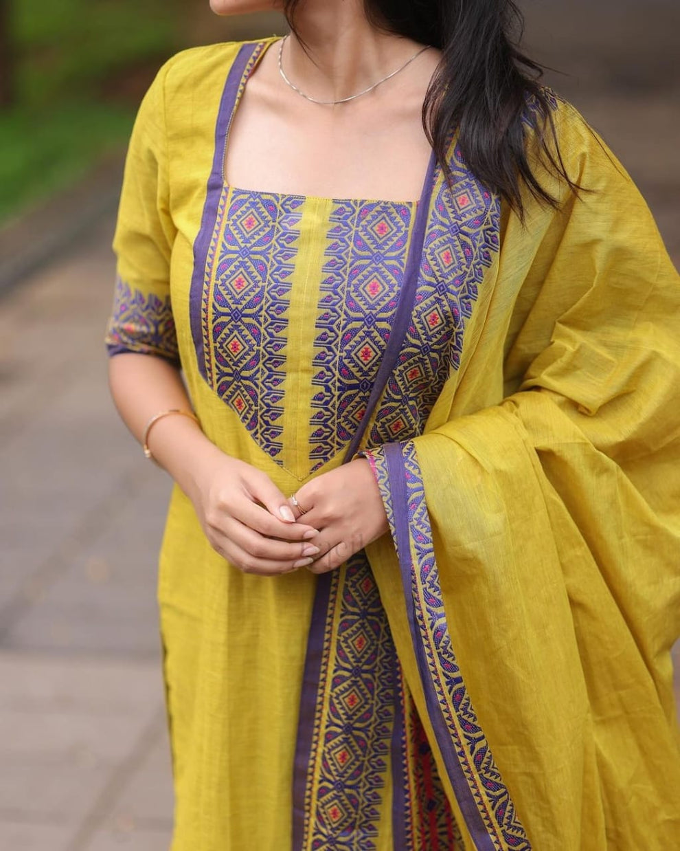Kanchi Cotton Suit Set with Zari Weaving and South Indian Cultural Des ...