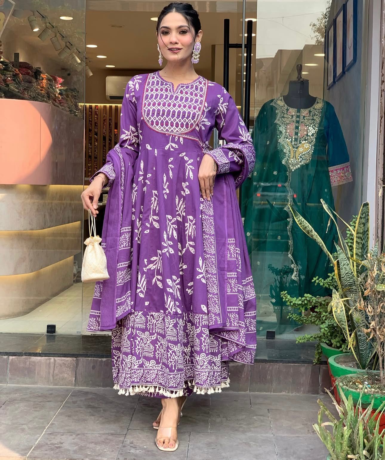 Cotton Discharge Print Suit Set with Pant & Dupatta – Sukriti Store