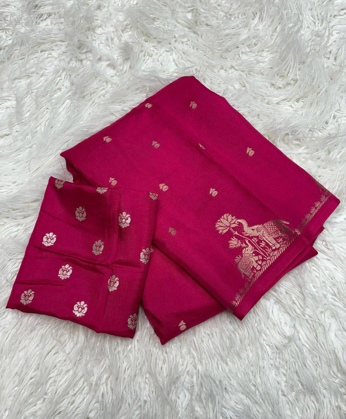 Viscose Russian Dola Saree with Jacquard Elephants & Rich Pallu ...