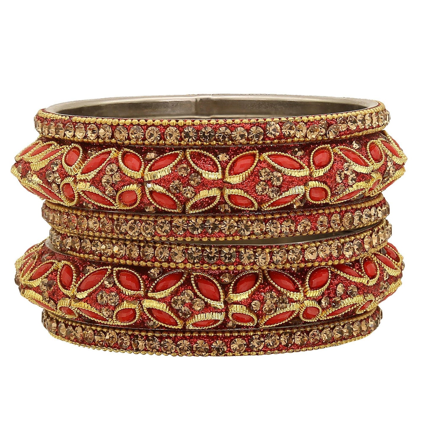 Sukriti Indian Designer Wedding Brass Red Bangles Bollywood Jewelry fo ...