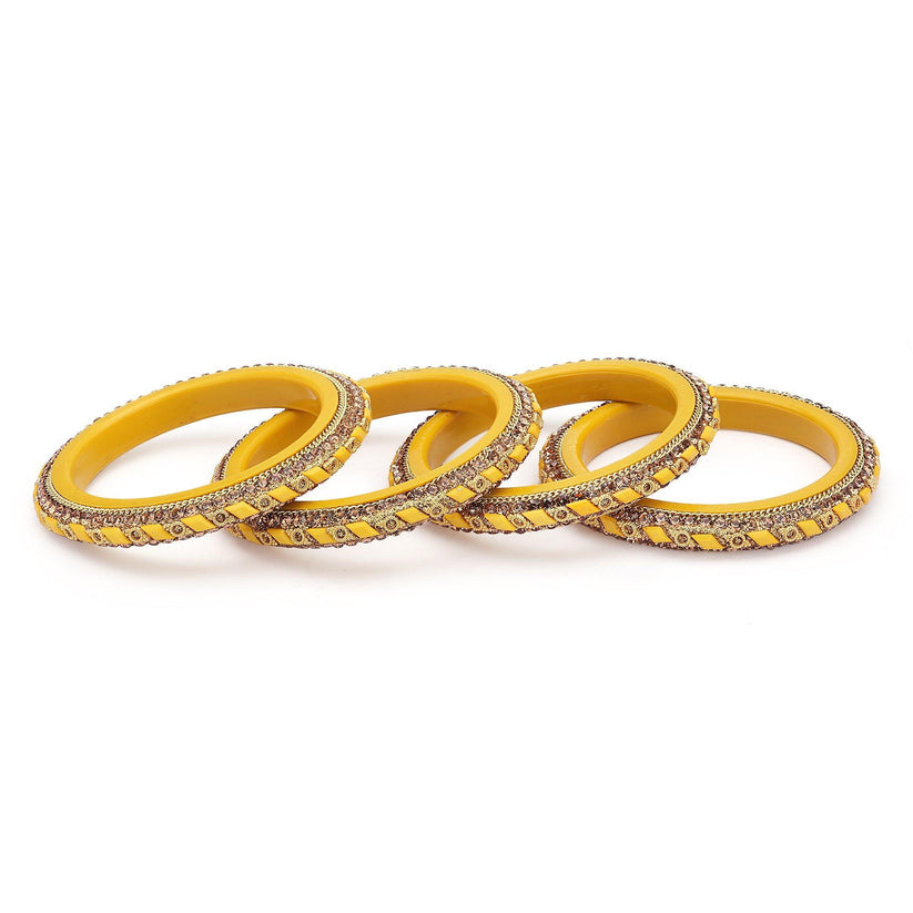 Sukriti Rajasthani Contemporary Yellow Kada Seep Acrylic Bangles for G – Sukriti Store