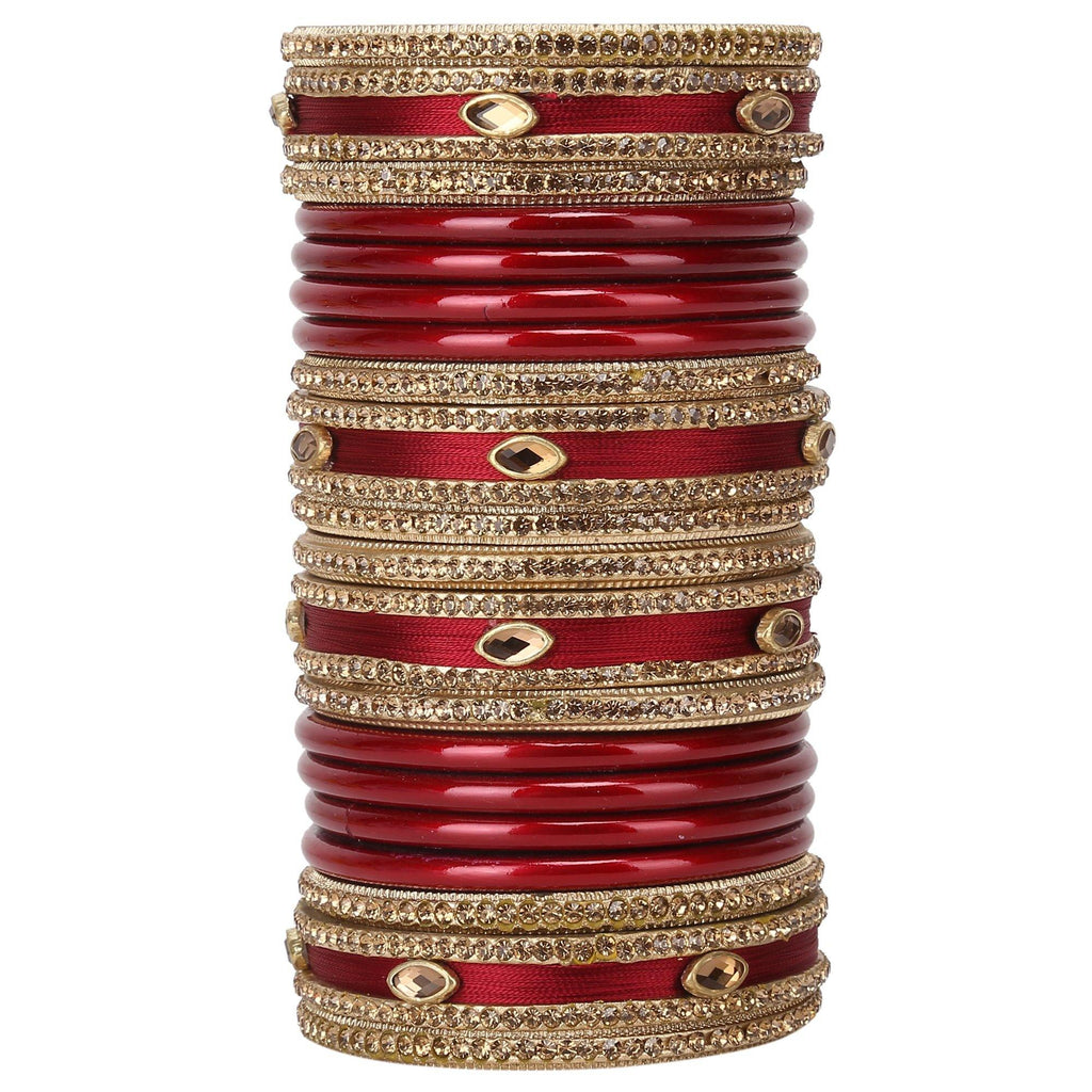 Sukriti Rajasthani Wedding Silk Thread Lac Chuda Maroon Bangles Bridal